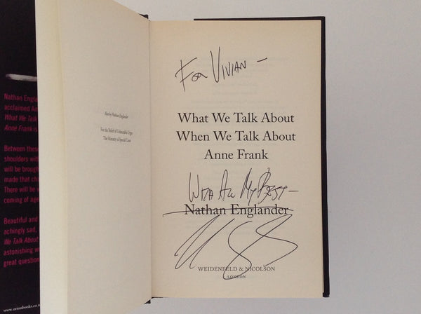 What We Talk About When We Talk About Anne Frank - SIGNED - NATHAN ENG ...